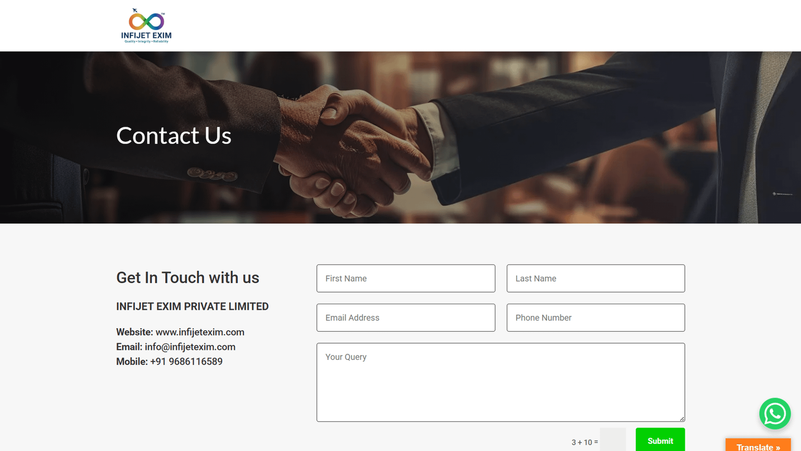 Contact INFIJET EXIM - Indian Fruits & Vegetables Export Inquiry